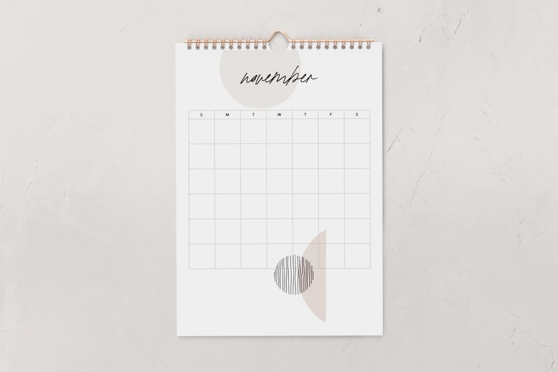 2024 Calendar Printable Undated Calendar Neutral Abstract Lines Shapes ...
