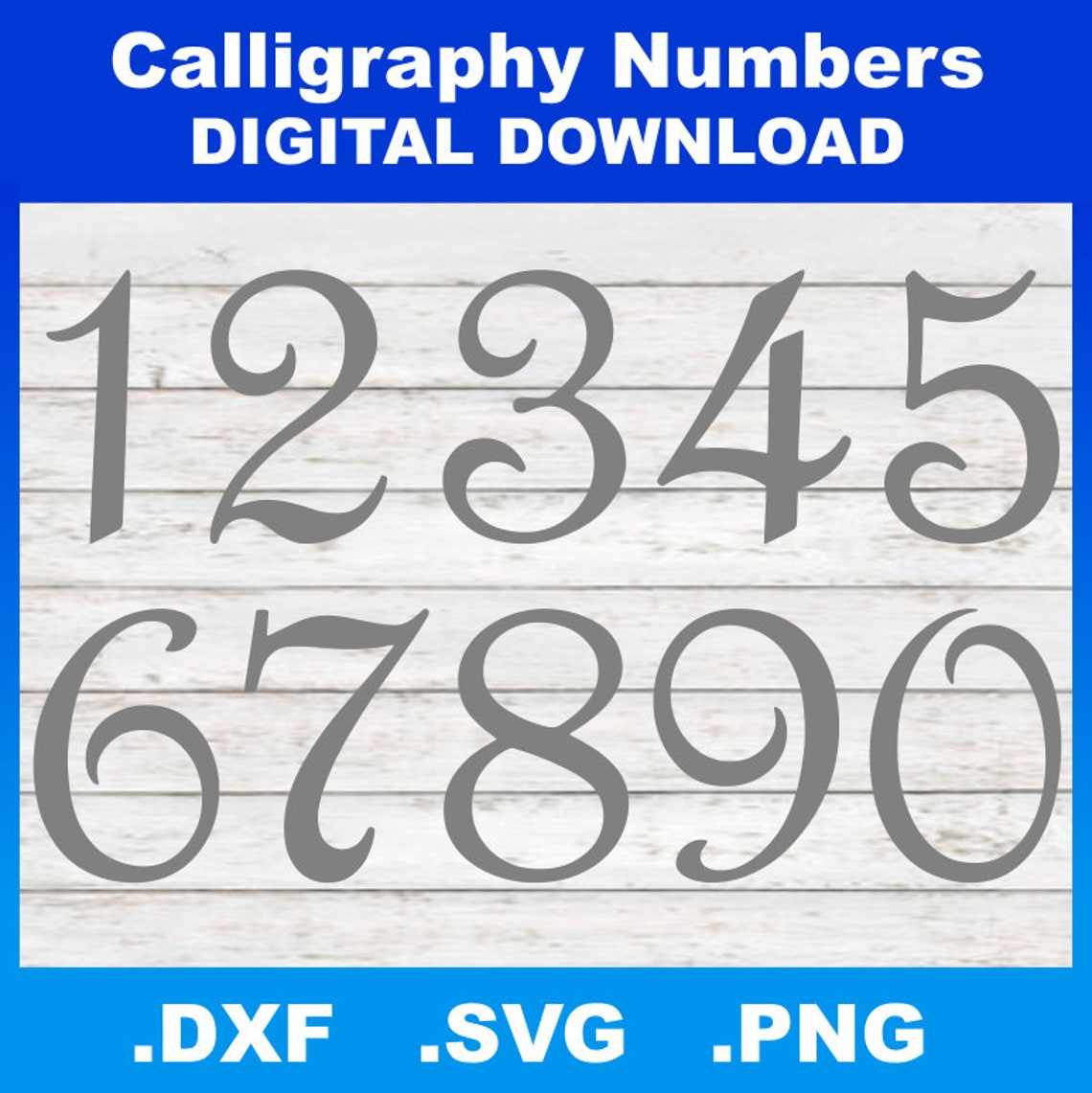 Fancy Numbers SVG, Calligraphy Numbers, DXF Silhouette Files, Cricut ...