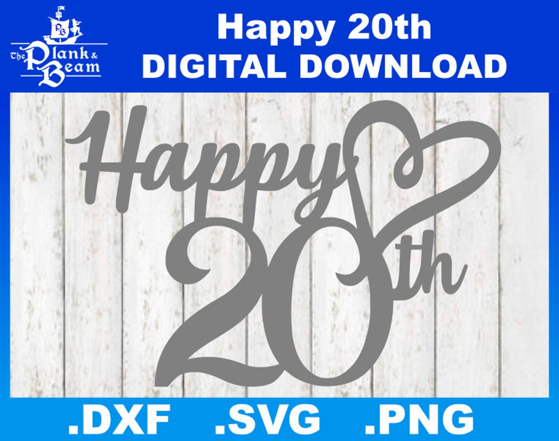 Happy 20th SVG, Anniversary SVG, 20th Heart, 20th Silhouette File, 20th ...