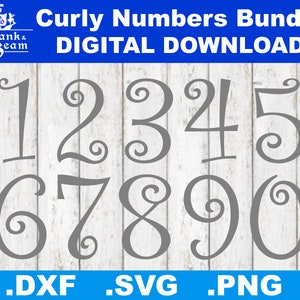 Curly Numbers SVG Whimsical Numbers Fancy Numbers Wedding - Etsy