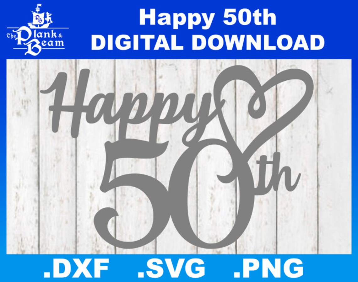Happy 50th Anniversary SVG Clipart: Heart Silhouette File (digital ...