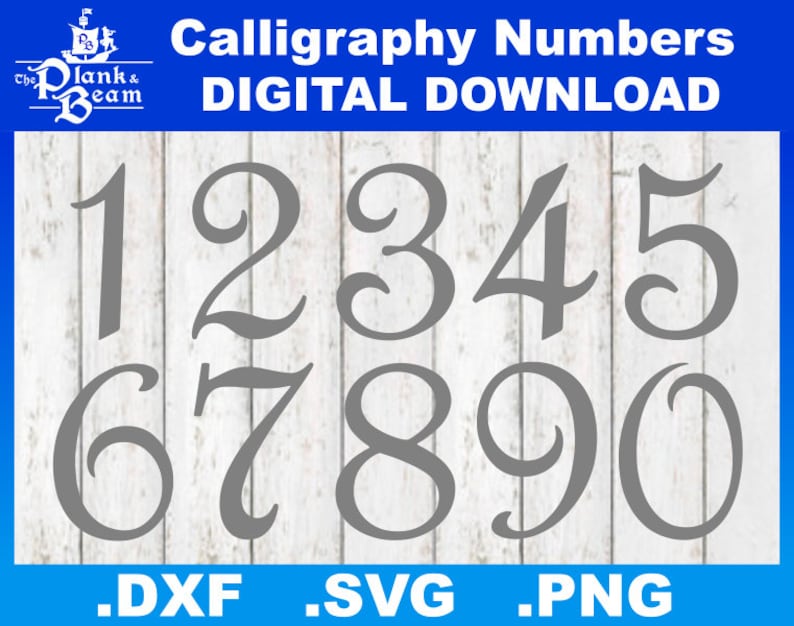 Fancy Numbers SVG Calligraphy Numbers DXF Silhouette Files - Etsy