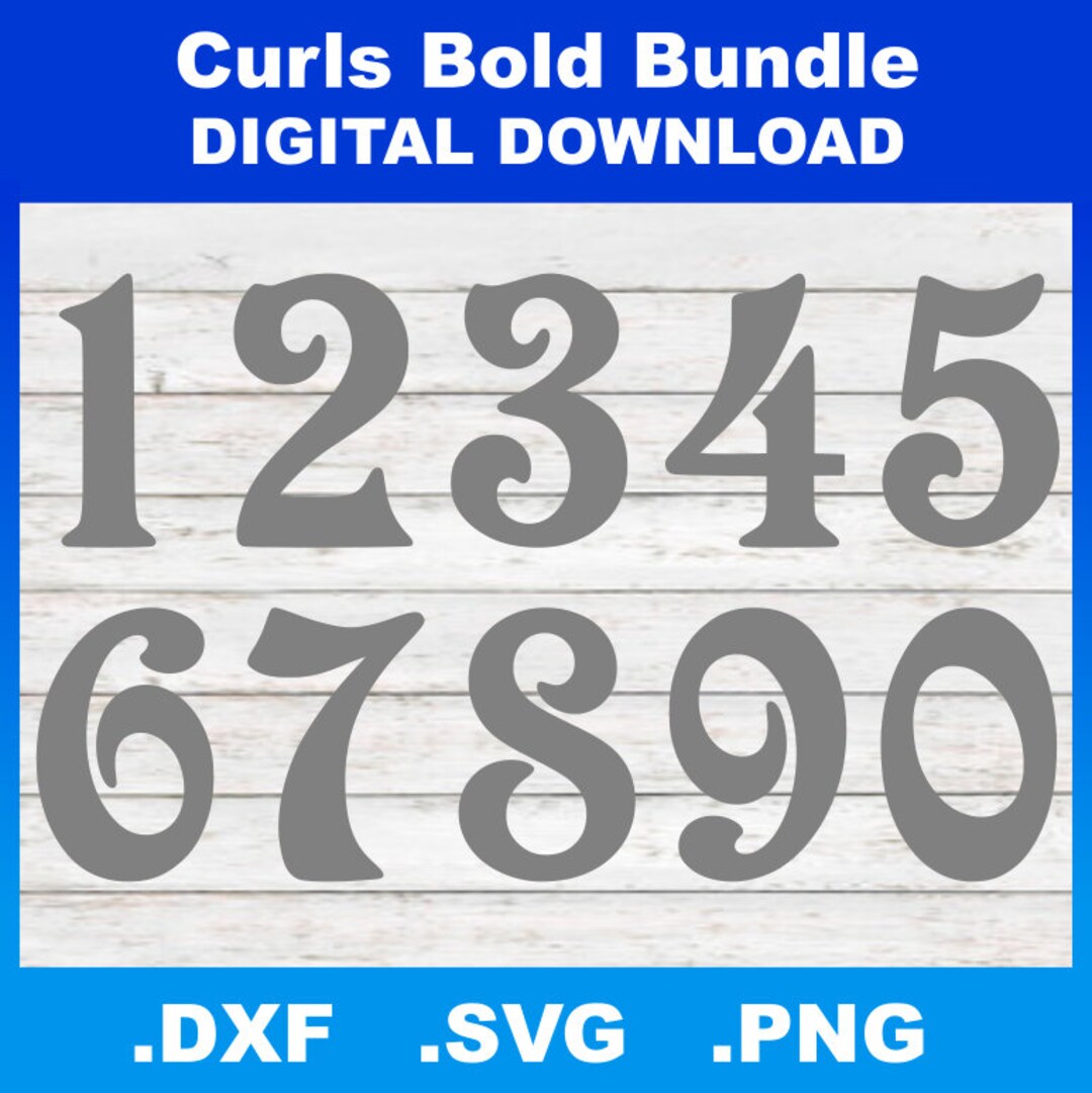 Curly Numbers SVG: Calligraphy Font, Cricut & Silhouette (digital Download) - Etsy