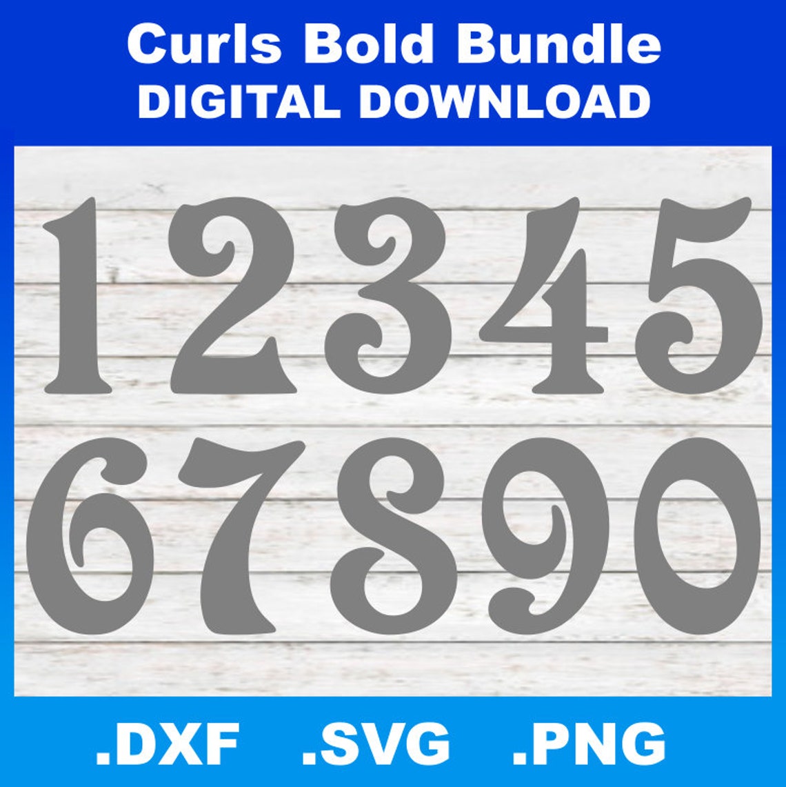 Curly Numbers SVG: Calligraphy Font, Cricut & Silhouette (digital ...