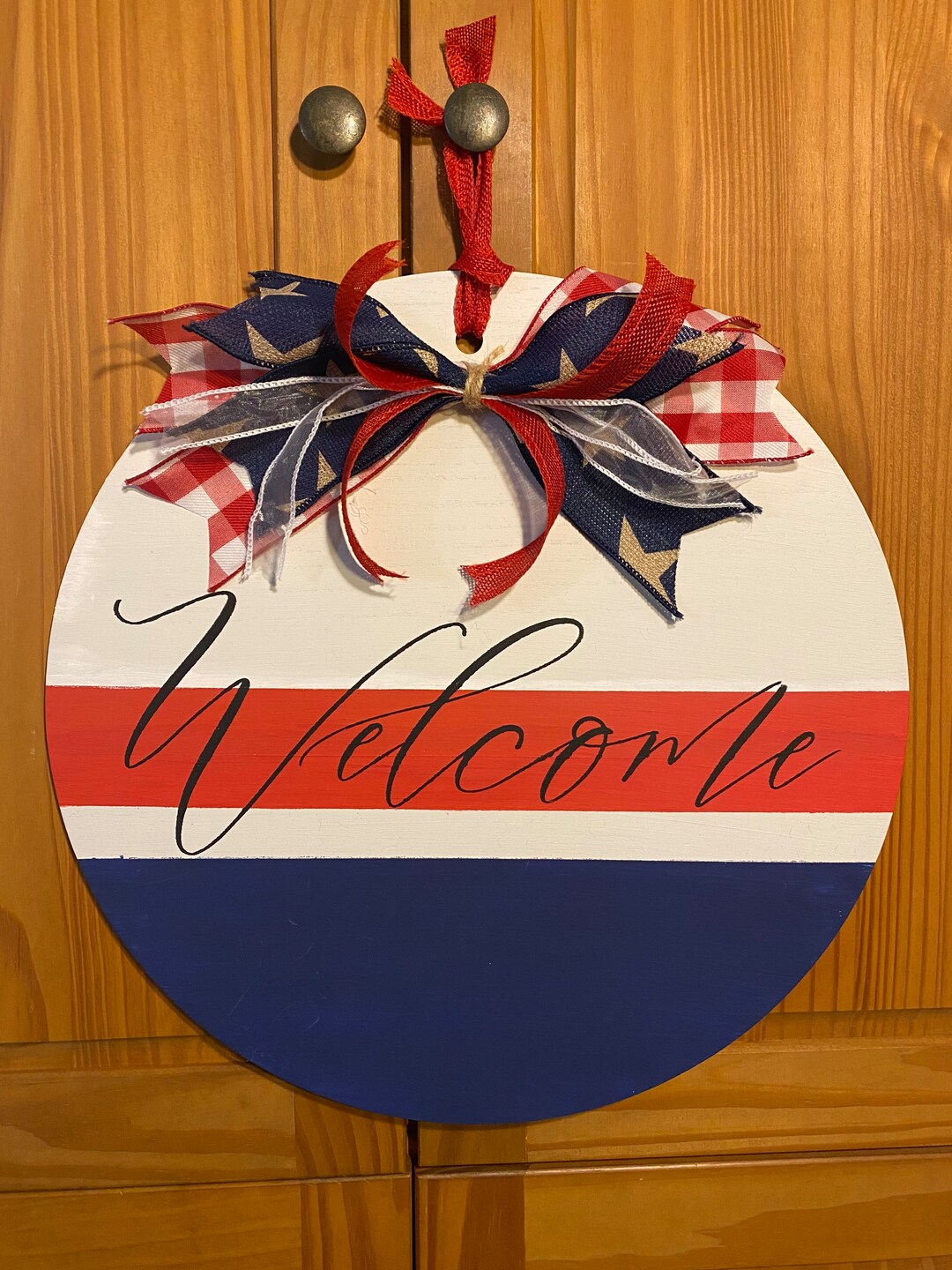 Patriotic Welcome Door Sign - Etsy