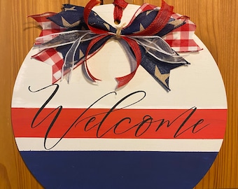 Patriotic Welcome Sign, USA, Door Sign, Gift - Etsy