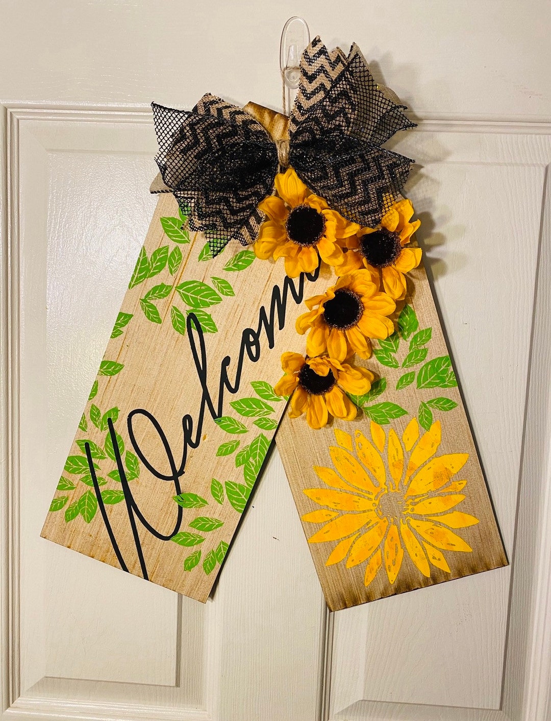 Welcome Sunflower Door Hanger - Etsy