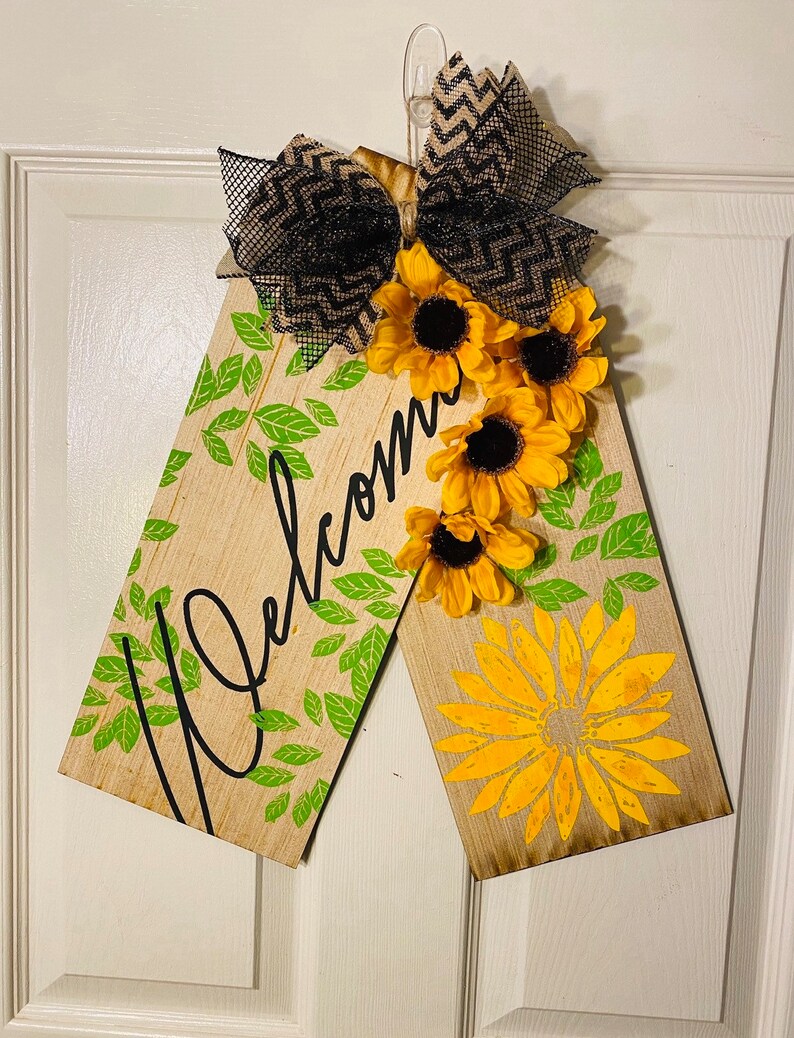 Welcome Sunflower Door Hanger - Etsy