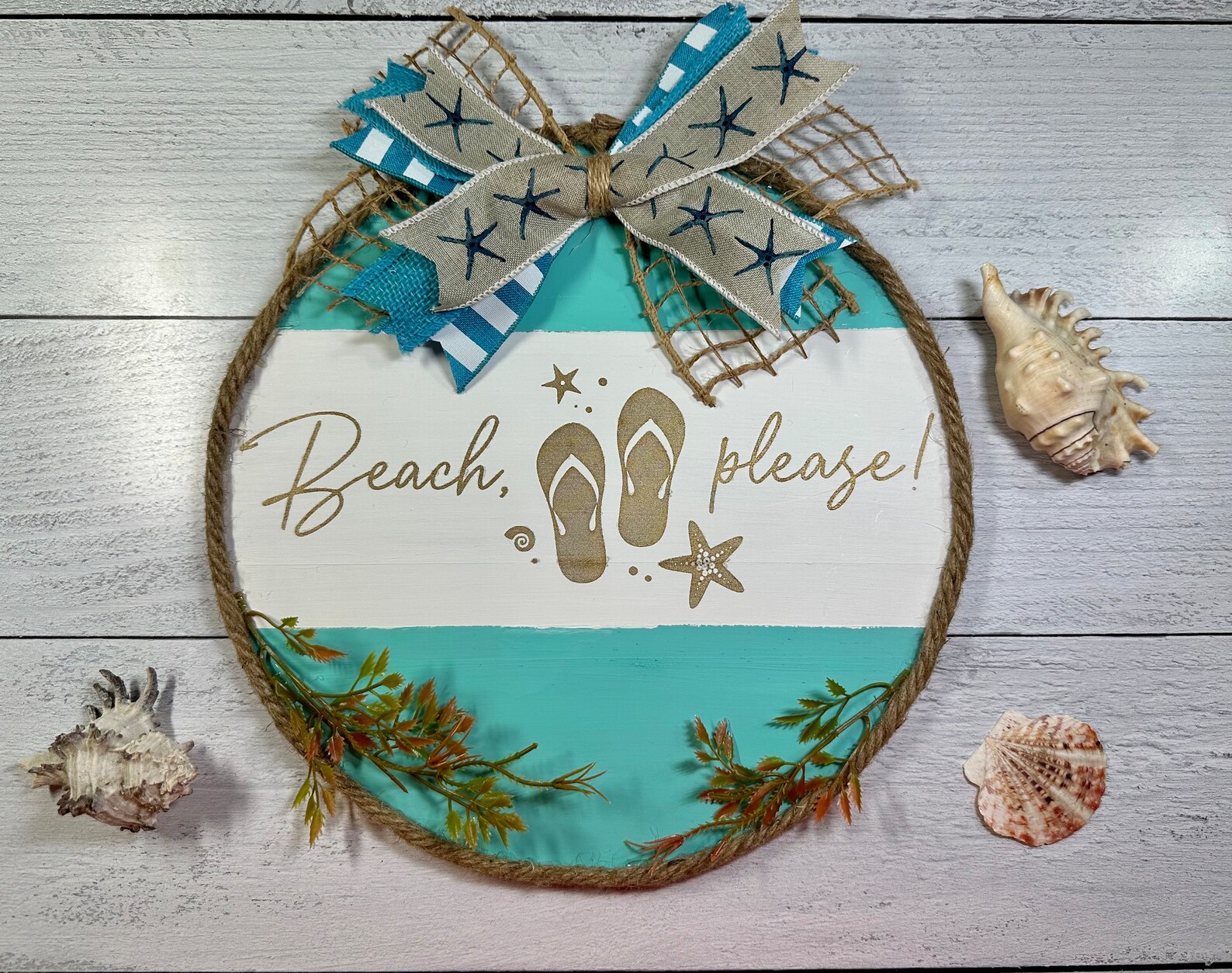 Beachy Front Door or Home Decor Wood Round - Etsy