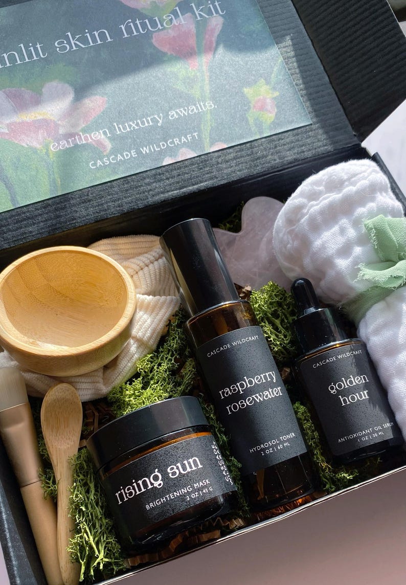 Handmade Organic Skincare Gift Box - Natural Spa Set With Face Oil ...