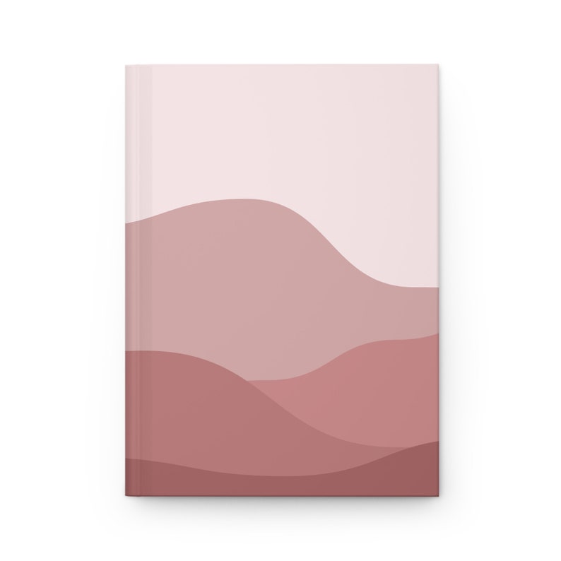 Pink Aesthetic Journal Notebook Wave Mountain Trendy Stationery - Etsy