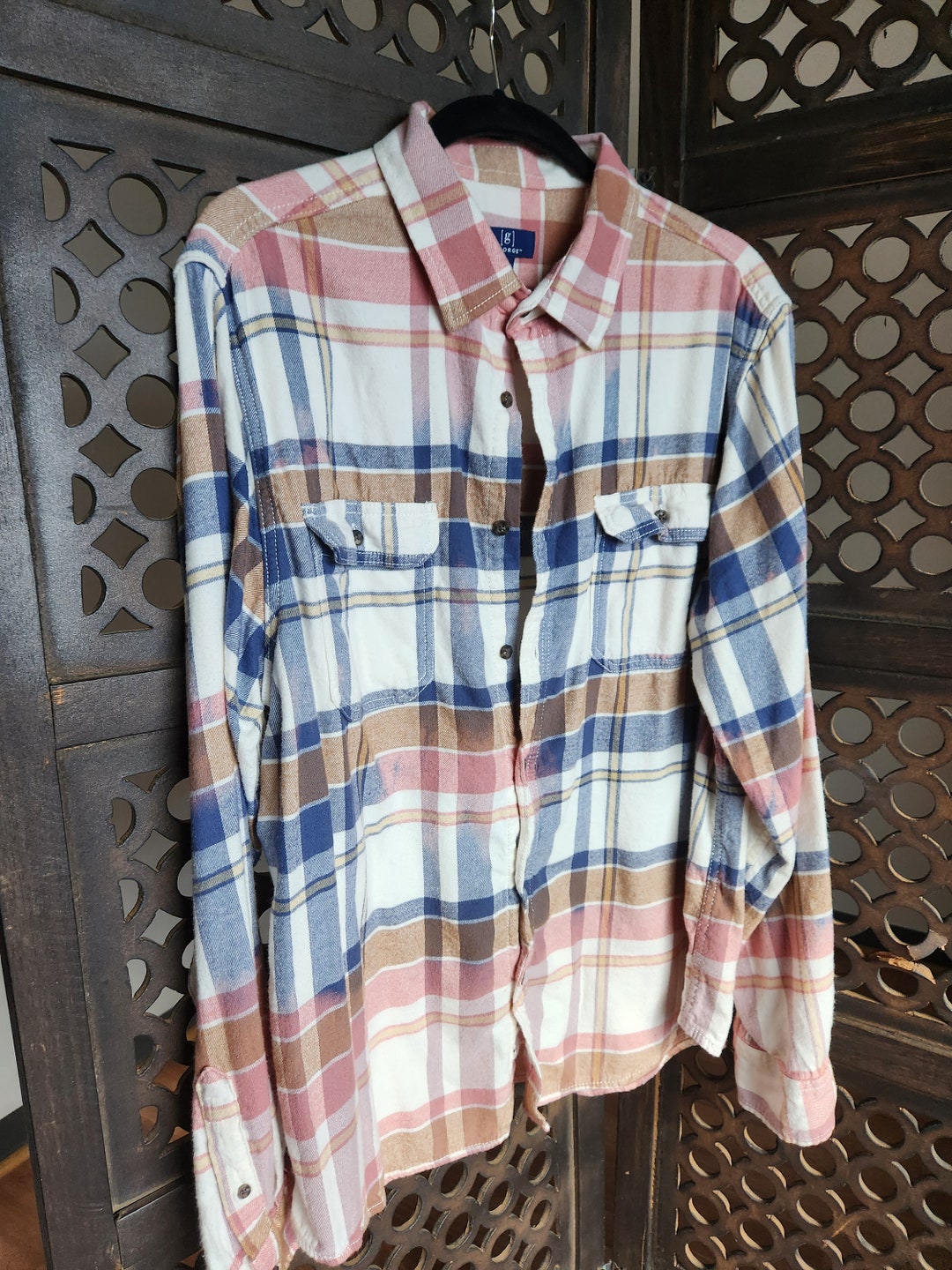 Bleached XL Acid Washed Flannel, Sun Bleached Splatter Flannel, Soft ...
