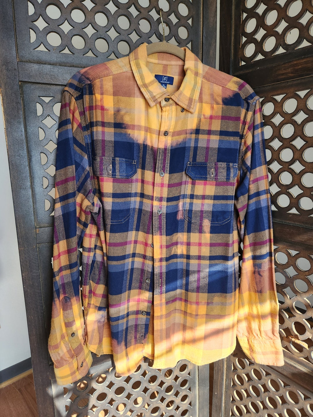 Bleached XL Acid Washed Flannel, Sun Bleached Splatter Flannel, Soft ...