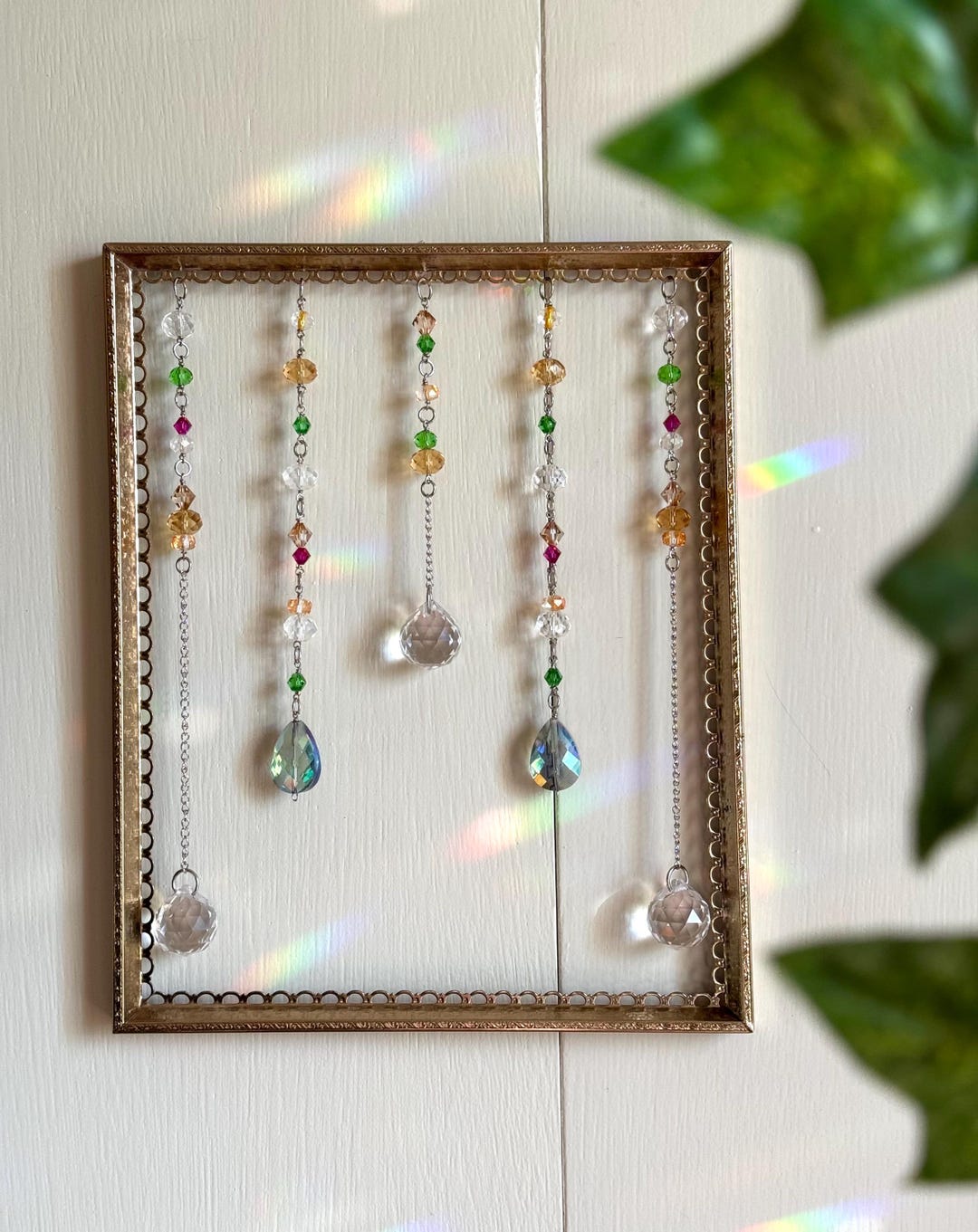 Beaded Suncatcher | Vintage Upcycled Frame | Unique Handmade Wall Decor ...
