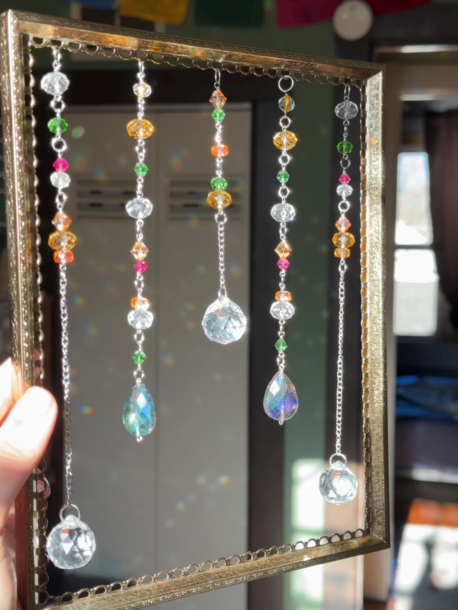 Beaded Suncatcher | Vintage Upcycled Frame | Unique Handmade Wall Decor ...