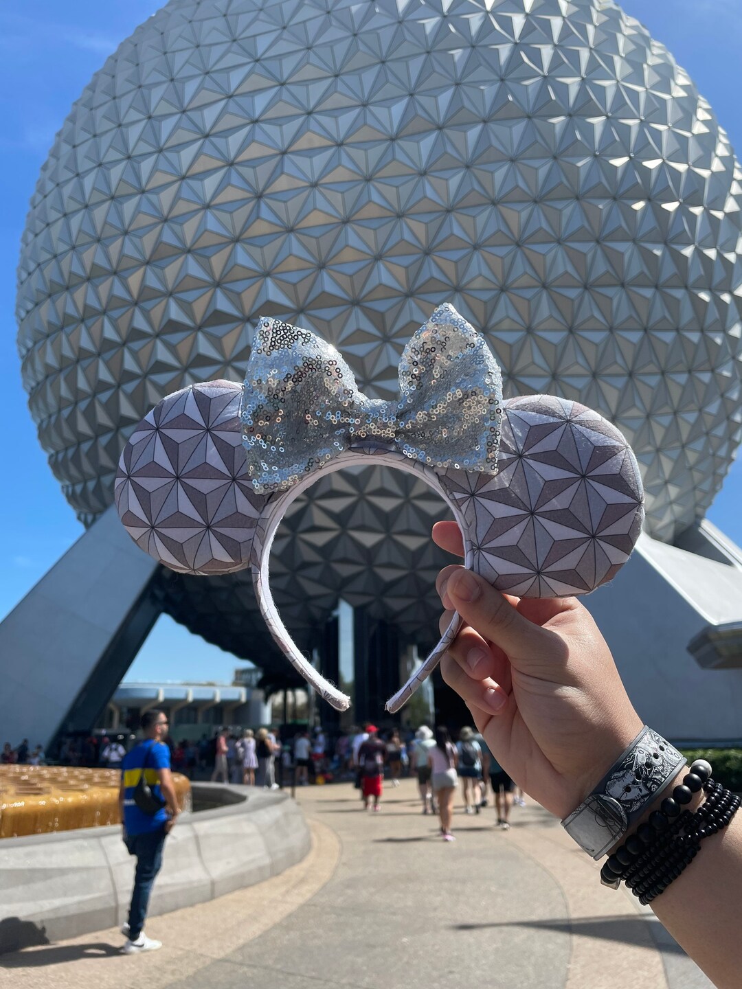 Spaceship Earth Inspired Ears Epcot Inspired Ears Silver Sequin Bow ...