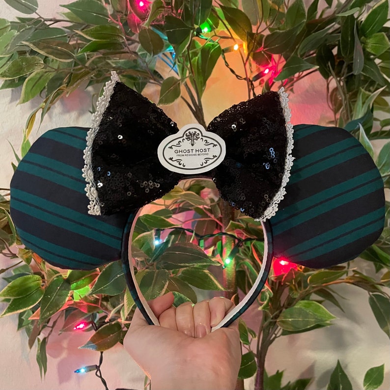 Haunted Mansion Inspired Ears | Ghost Host Sequin Bow | Disney Inspired ...