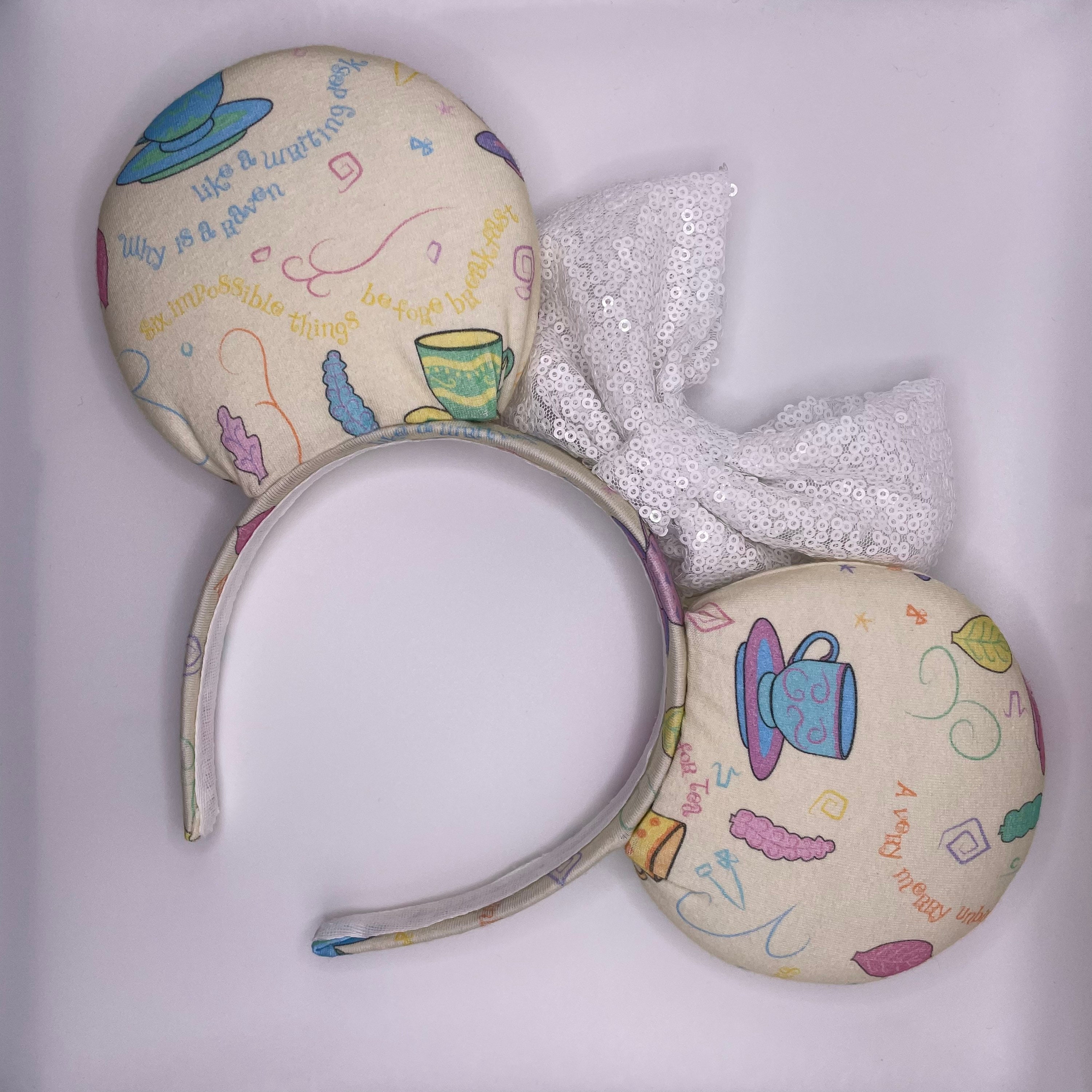 Mad Tea Party Ears | Alice in Wonderland Inspired Ears | White Sequin ...