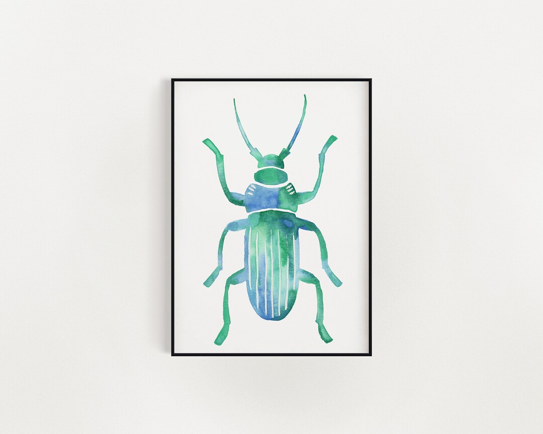 Blue Watercolour Beetle, Digital Download, Nursery Wall Art, Childrens ...