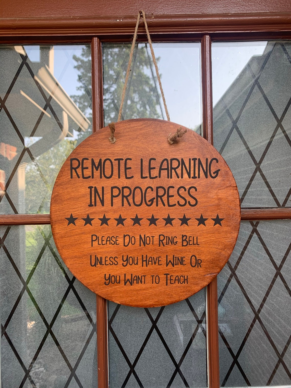 Customizable Remote Learning Door Sign, Wine, Teach, Wood, Birch - Etsy