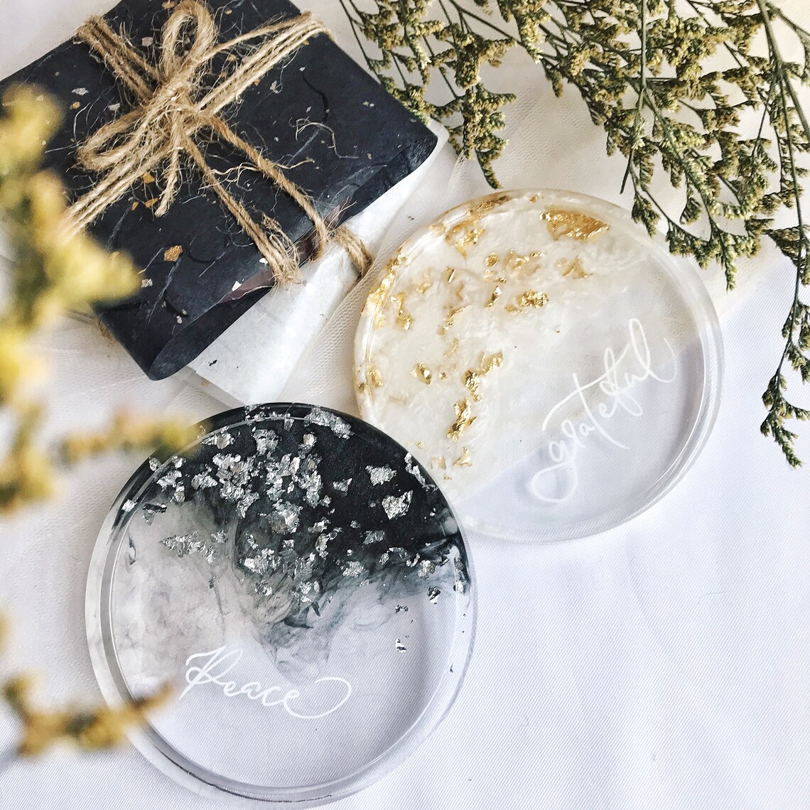 Handmade Resin Coaster With Custom Calligraphy - Etsy