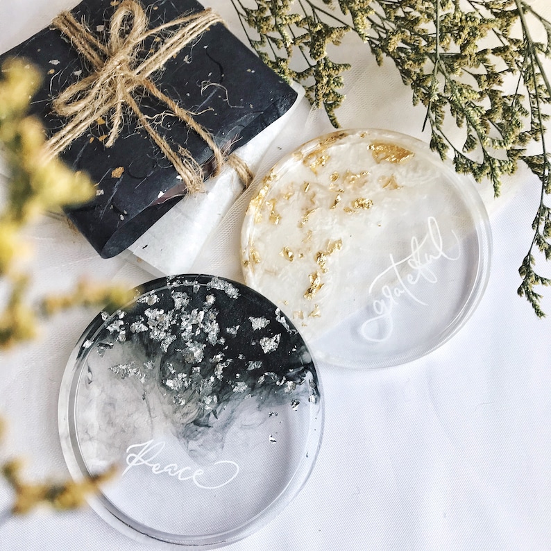 Handmade Resin Coaster With Custom Calligraphy - Etsy