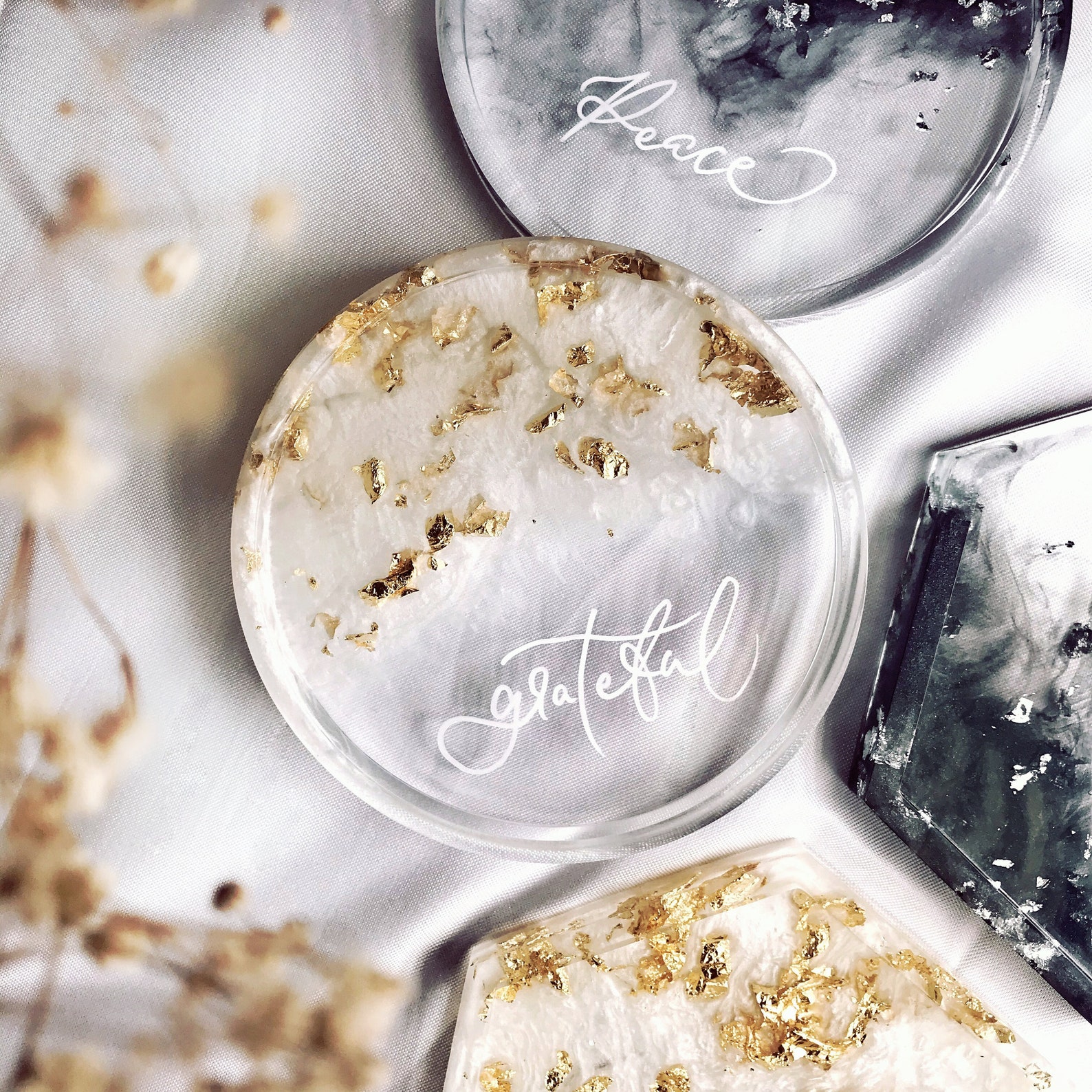 Handmade Resin Coaster With Custom Calligraphy - Etsy