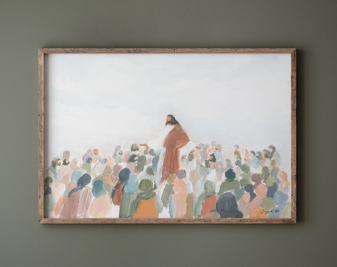 Jesus Teaching Children Watercolor Wall Art Poster Minimal Modern Holy ...