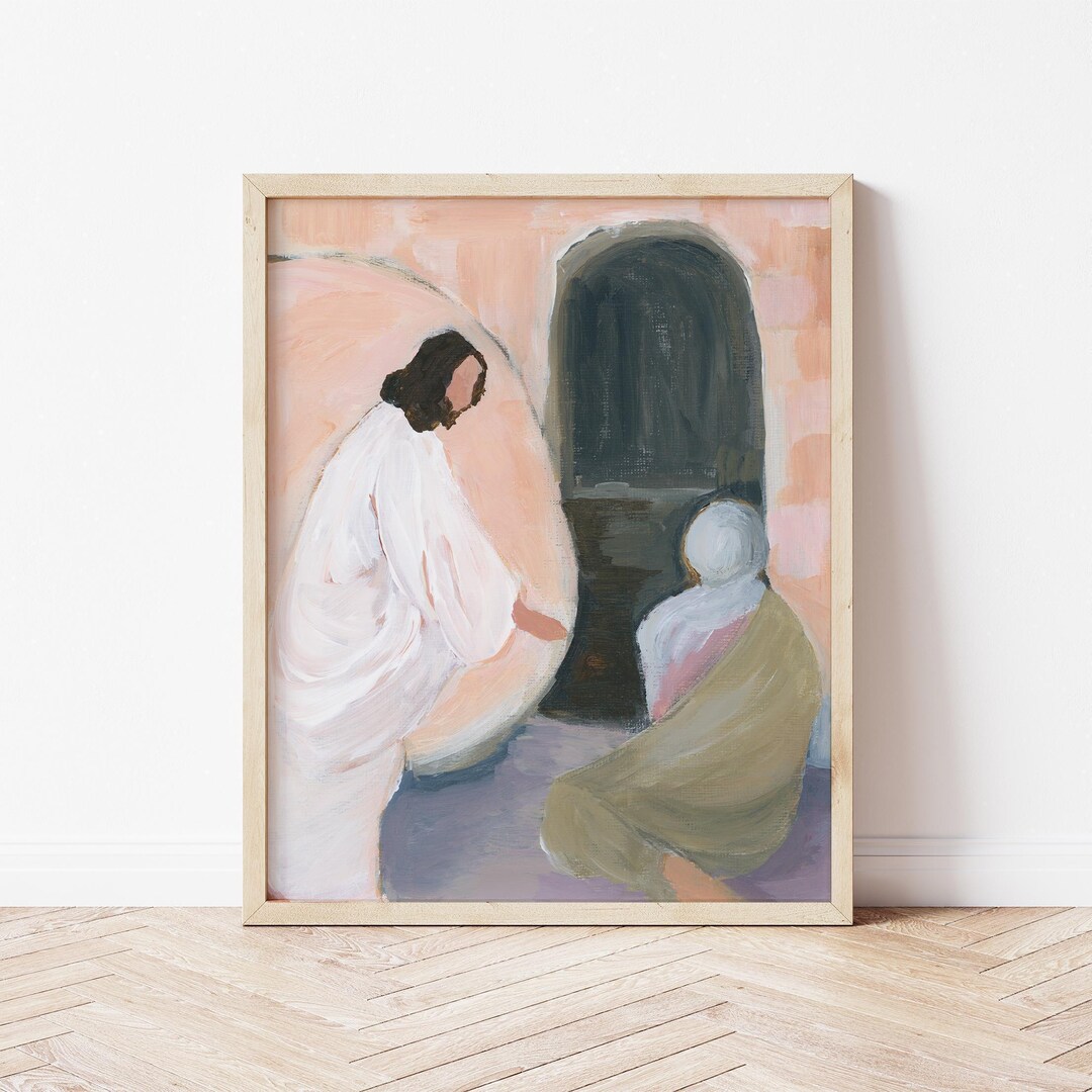 Easter Art Resurrection Scene Print: Jesus Meets Mary, Christian Wall ...