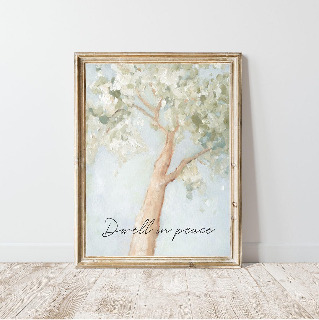 Dwell in Peace Scripture Art Print: Modern Vintage Christian Wall Decor ...
