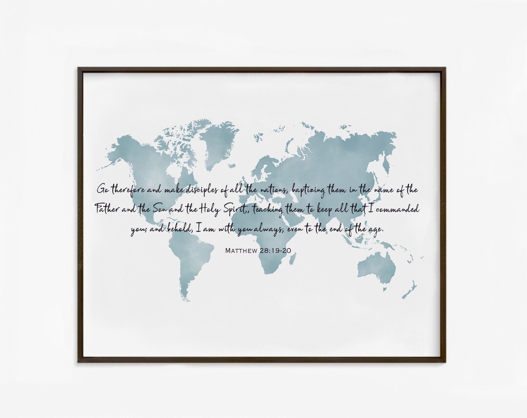 Christian Wall Art WORLD MAP Print 16"x20", Christian Art Print, Church ...