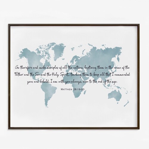 Christian Wall Art WORLD MAP Print 16x20 - Etsy