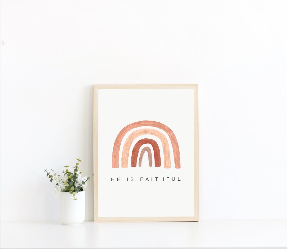 Rainbow CHRISTIAN WALL ART God Faithfulness Christian Art - Etsy
