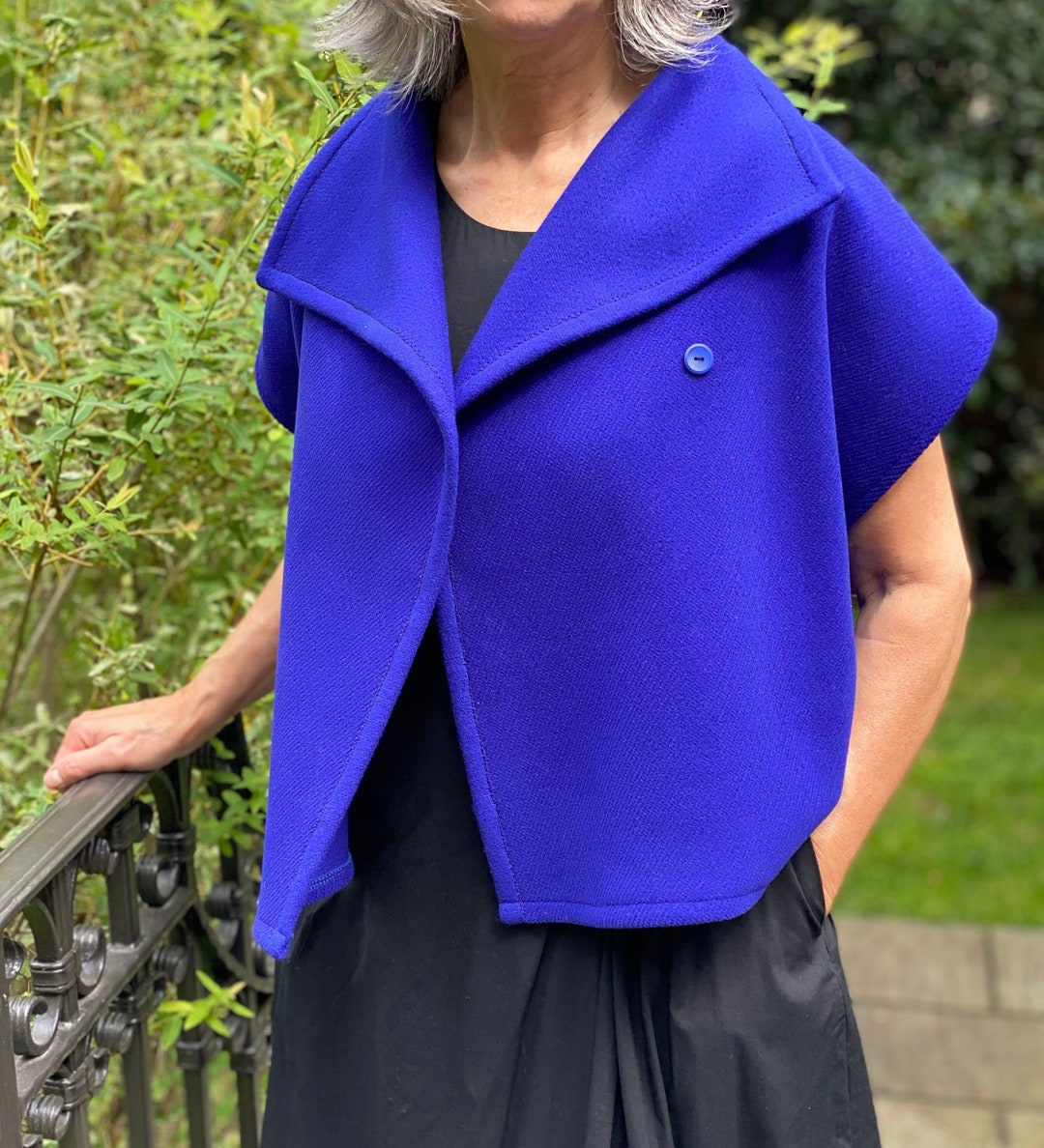 Handmade, Cobalt Blue Short Sleeve Coat / Jacket / Bolero / Overcoat ...