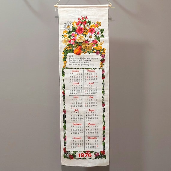 Vintage Calendar Towel Retro Kitchen Retro Decor Vintage - Etsy
