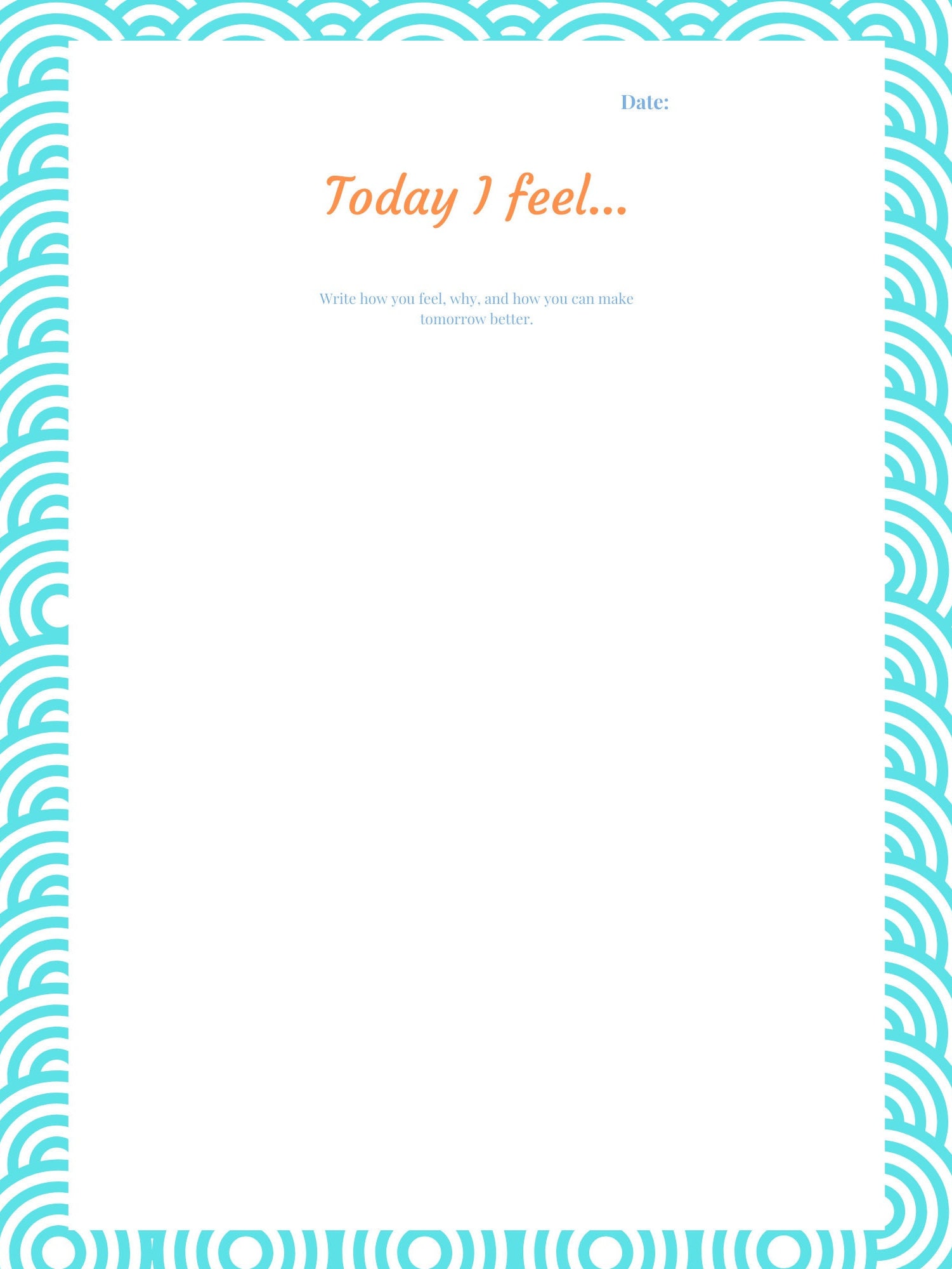 Kids Daily Feelings Journal W/affirmations-printable PDF - Digital ...
