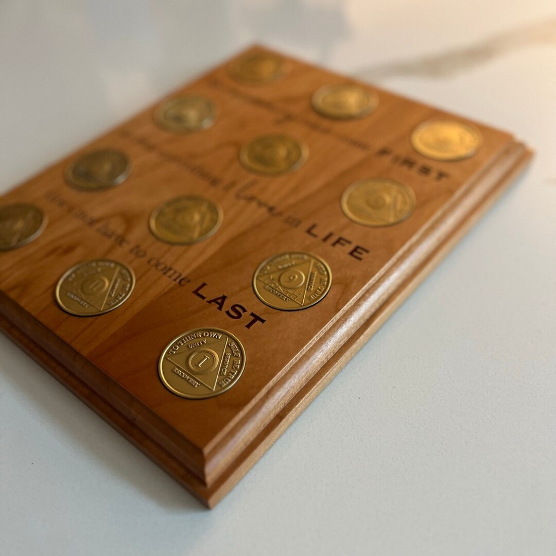 AA Coin Plaque, AA Plaque, Genuine Cherry Wood Plaque, My Recovery Must ...