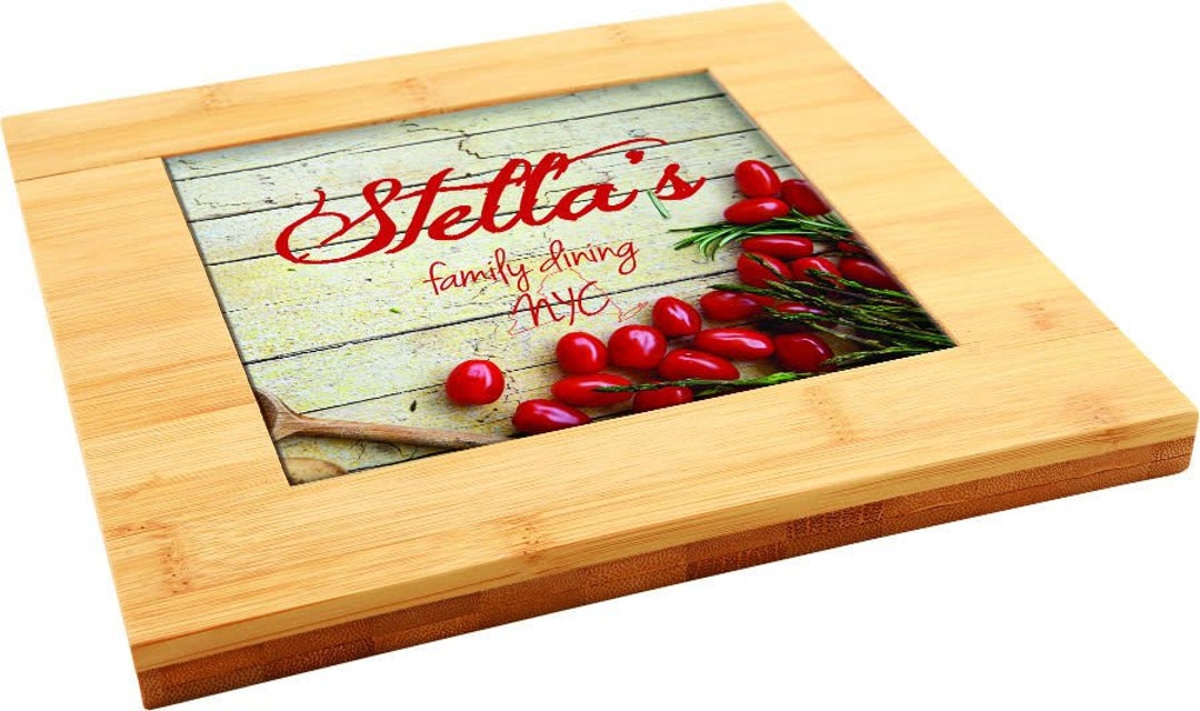 9" X 9" Bamboo Trivet With Recessed Area for 6" Tiles, Frame and Tile ...