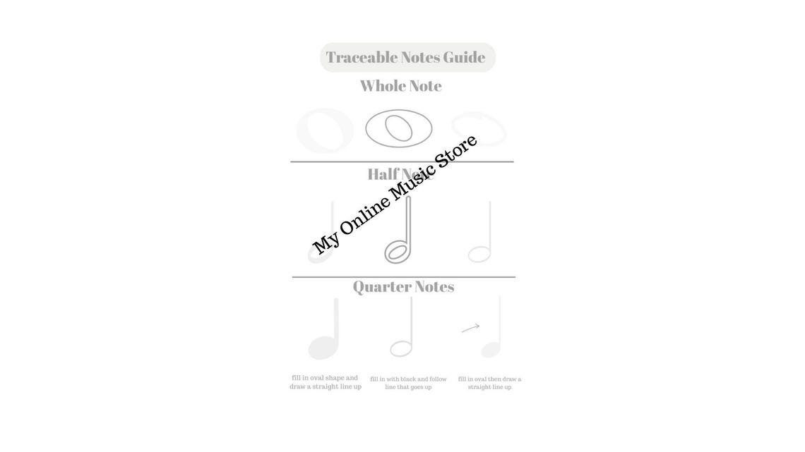 Printable Musical Notes Tracing Worksheets for Kids, Beginner Music ...