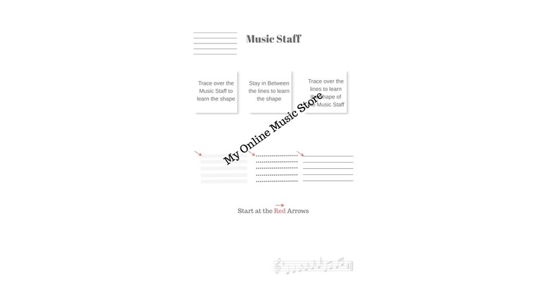 Printable Musical Notes Tracing Worksheets for Kids, Beginner Music ...