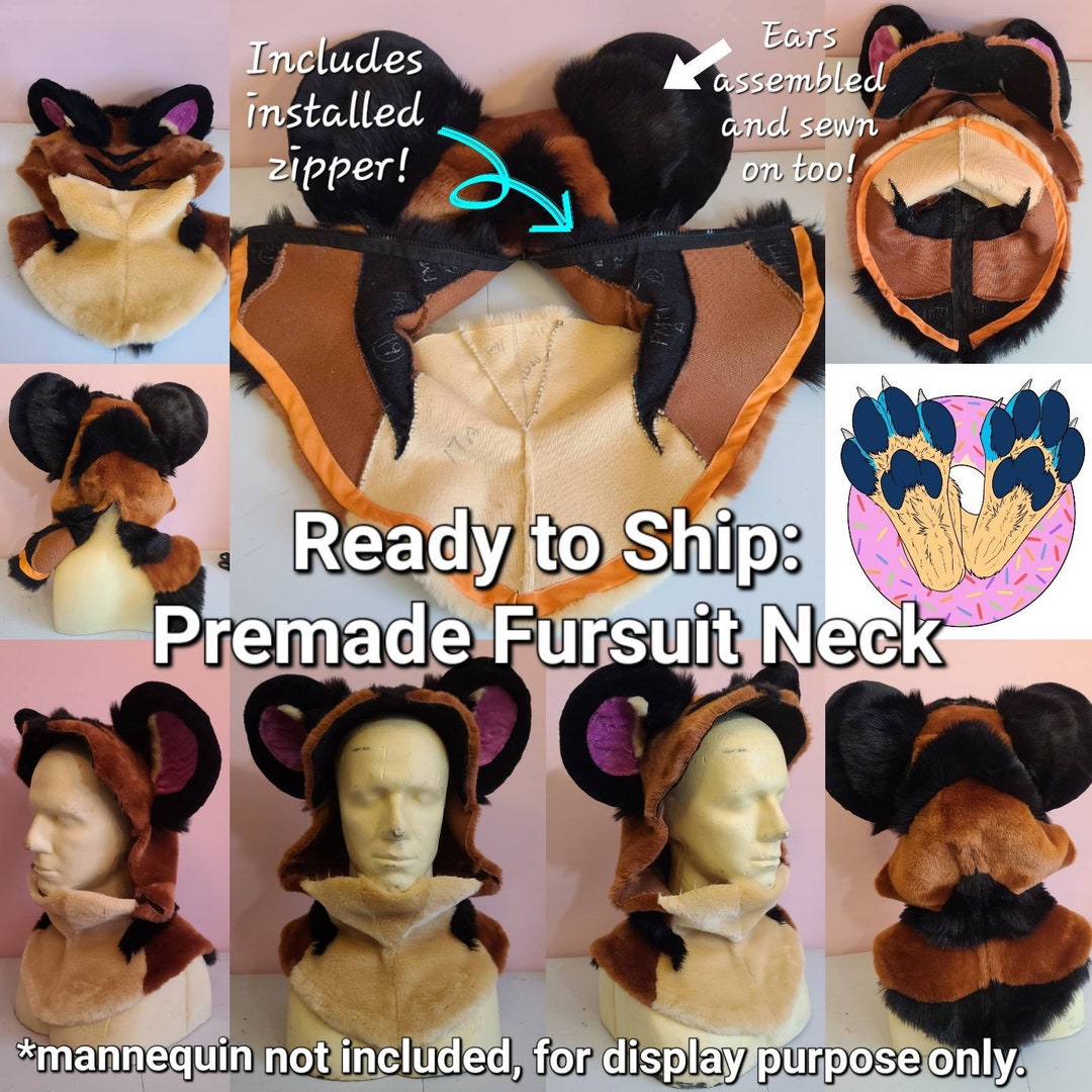 Ready to Ship Fursuit Neck With Ears for DIY Static or Moving Jaw ...