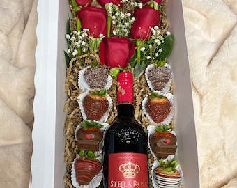 Rose and Wine Box | Etsy
