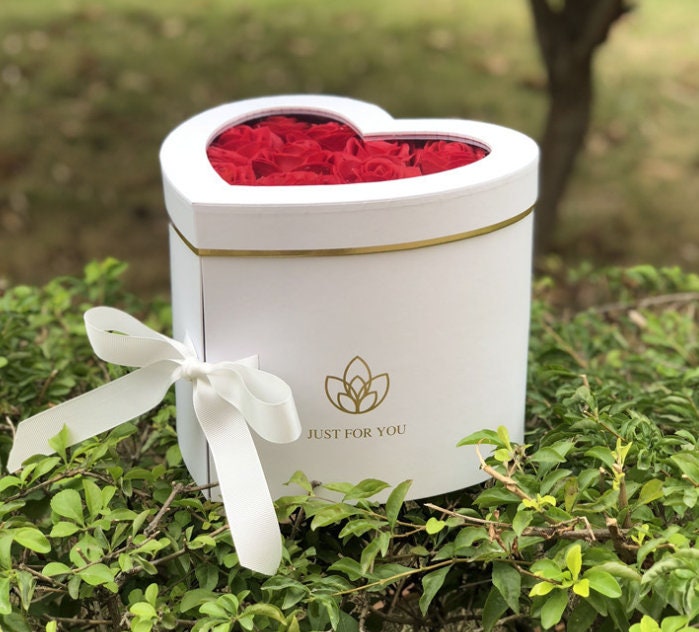 Double Layer Heart Shaped Flower Gift Box 8024 flowers NOT | Etsy