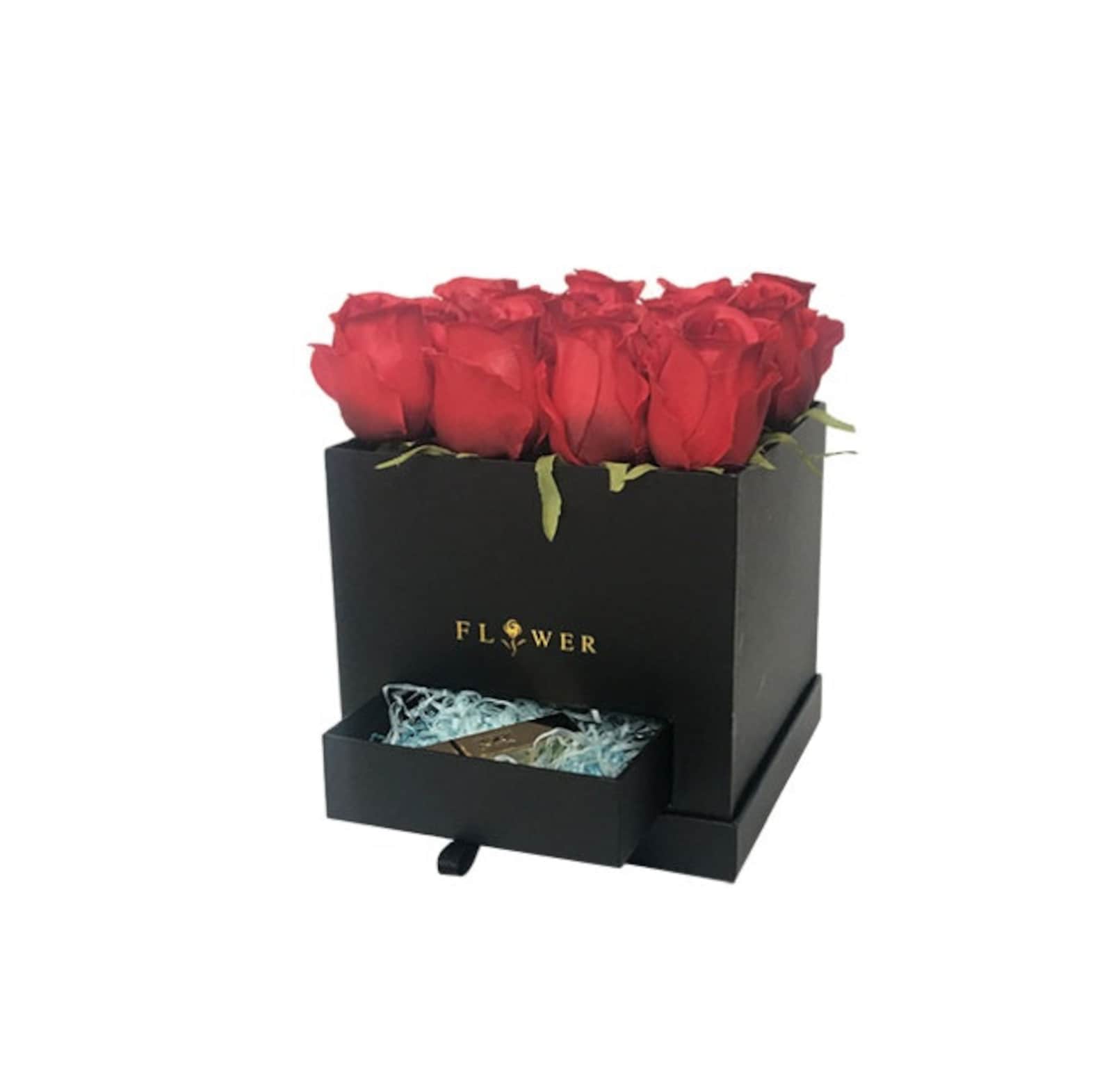 Square Flower Box W/ Drawer #8156 (flowers NOT Included) Available in 3 ...