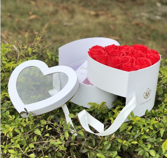 Double Layer Heart Shaped Flower Gift Box 8024 flowers NOT | Etsy