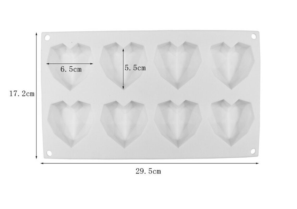 8 CAVITY Mini Diamond Heart Mold 3D Heart Mold Used for - Etsy