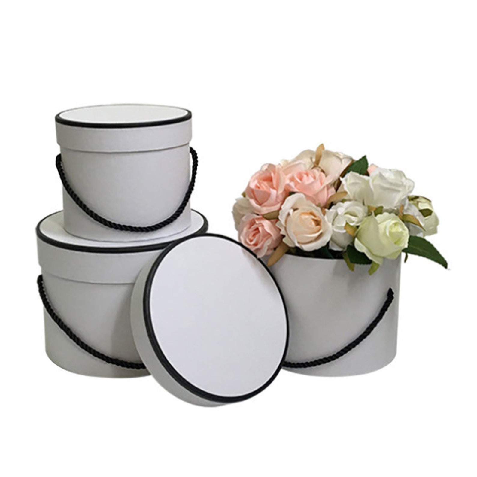 Set of 3 Round Floral Hat Box #8014 (flowers NOT Included) Available in ...