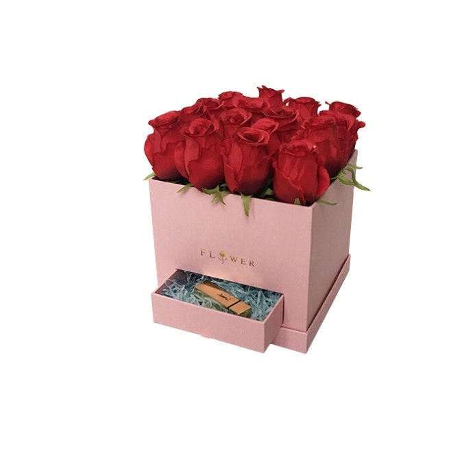 Square Flower Box W/ Drawer 8156 flowers NOT Included - Etsy