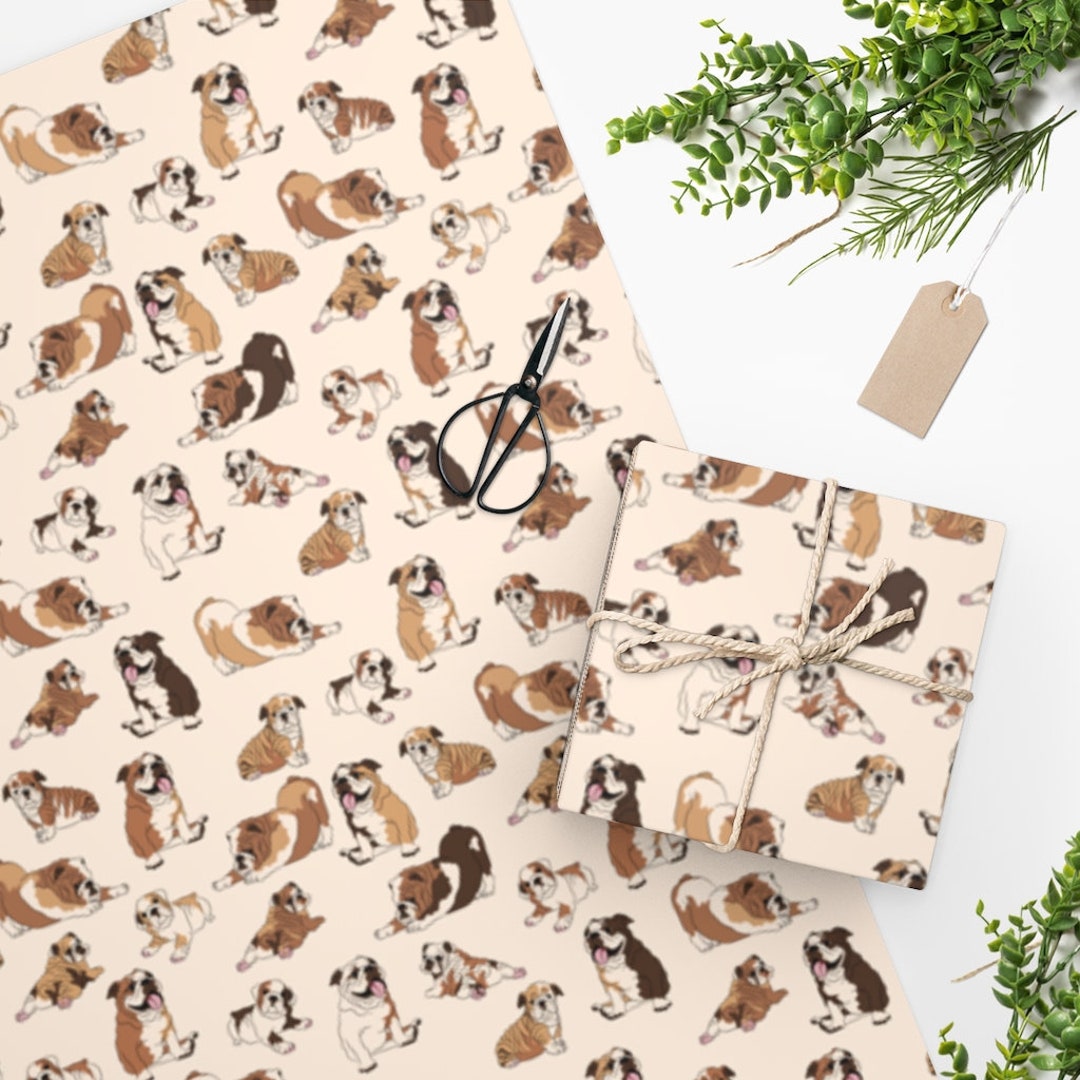 English Bulldog Wrapping Paper / Bulldog Wrapping Paper / Bulldog Gift ...
