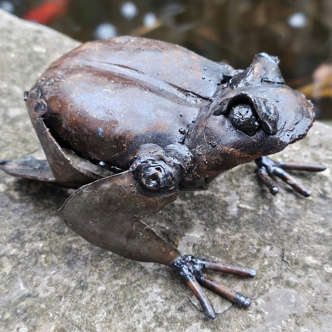 Rustic African Steel Frog Sculpture - Handmade in Zimbabwe, Recycled ...